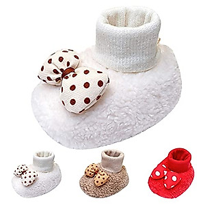 Lykmera Winter Children Baby Toddler Shoes for Boys Girls Flat Sock Shoes Plush Polka Dot Bow Gender Neutral Baby Shoes (Red, 0-6 Months)