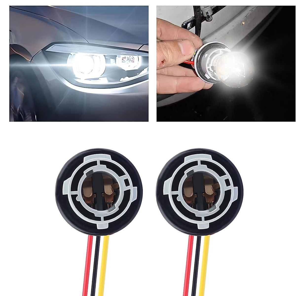 carleef 2PCS Turn Signal Socket,Multi-Functional Brake Light Socket Tail Light Socket with Wiring Harness,Professional Car Accessories 1157 Bulb Socket Fits Most Cars Trucks SUVs (1157/2PCS)