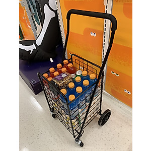 Mount Plus SF-118 Grocery Utility Shopping Cart with Dual Swivel Wheels | Easily Collapsible and Portable to Save Space and Heavy Duty | Rolls Smoothly on Streets, Store, Sidewalks and Indoors