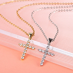 Nljihkure Cross Necklace for Women, 14K Gold Plated Personalized Cross Choker Necklace Gift Necklace Jewelry (Silver Plated)