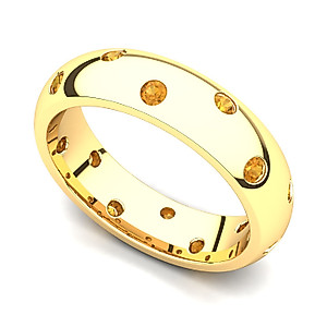 Juno Jewelry 14k Yellow Gold Bezel set Citrine Semi Eternity Band Ring, 9.5