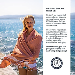 Selenly Turkish Beach Towel, 100% Cotton Pre-Washed Quick Dry 37x71 Inches Peshtemal Bath Towel for Beach, Bathroom, Pool, SPA, Gym, Yoga - Soft and Absorbent Beach Blanket (Orange)