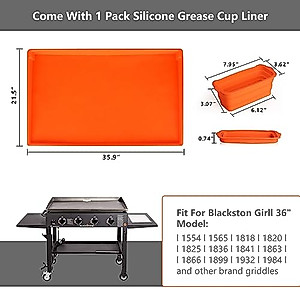 Griddle Cover Mat Full-Edge for Blackstone 36 Inch Grill, Silicone Food Grade Full-Edge Blackstone Accessories, with a Silicone Grease Cup Liner, Protect from Rust, Insects, Leaves