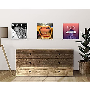 INTELLIMADE - Acrylic Vinyl Record Shelf, Wall Mount Album Record Holder, Plexiglass Floating Book Display, Easy Install Acrylic Vinyl Storage Rack for Studio and Homes. 12 inches, 6 - Pack
