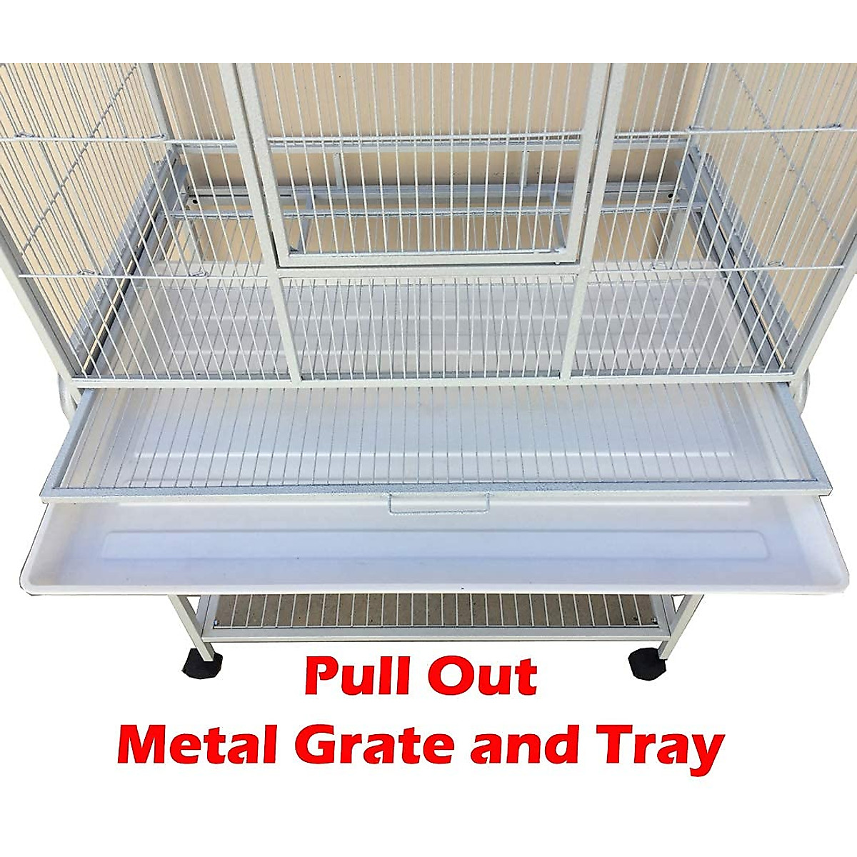 Extra Large Wrought Iron Chew-Proof 4-Levels Narrow Bar Spacing Ferret Chinchilla Squirrel Sugar Glider Rats Mices Rabbit Squirrel Hamster Cage Easy Clean Pull Out Tray with Removable Rolling Stand
