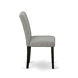 EAST WEST FURNITURE 7Pc Rectangular 42/60 inch Dinette Table With 18 In Leaf And 6 Parson Chair With Black Leg And Linen Fabric Shitake