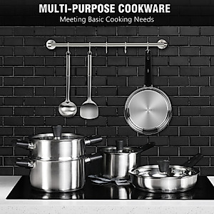 Stainless Steel Cookware Set, 14-Piece Pots and Pans Set, Kitchen Cooking Pan Set with Stay-Cool Handle, Non Toxic, Dishwasher Safe, Compatible with All Stovetops - Gas, Electric, Induction