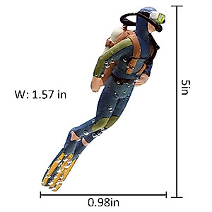 WAYUTO Fish Tank Diver Floating Ornament - Aquarium Decoration Scuba Diver Figurines Mini Swimmers Figurines for Home Decor Fish Tank Landscape Ornament Blue