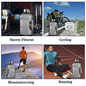 Lizbin Water Jug 1.9L Big Water Bottle, Large Capacity Sports Water Bottle, Leak proof Container Portable Wide Mouth Water Bottles for Outdoor Sports Travel Fitness Gym Cycling Camping Hiking (Black)