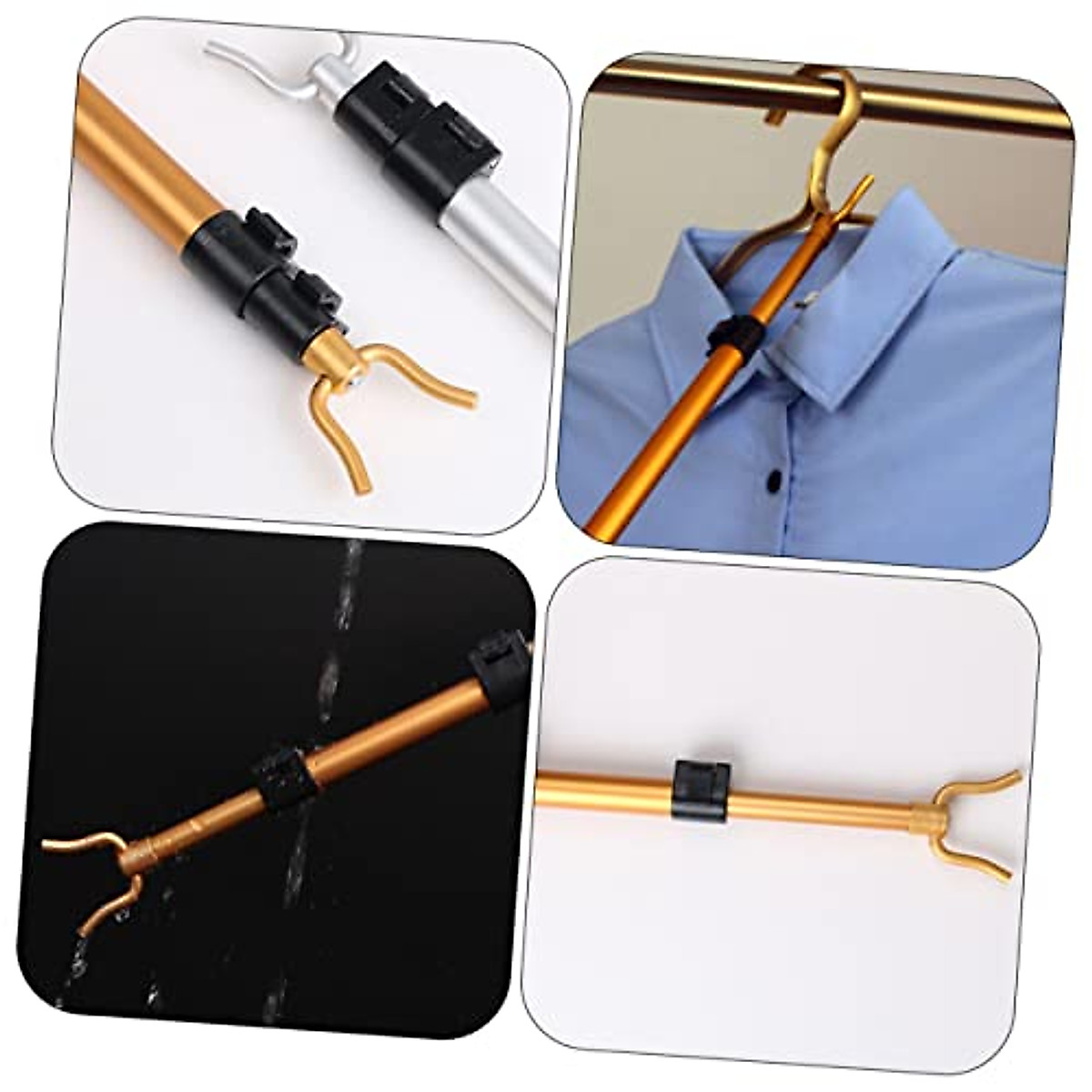 STOBAZA 1pc Clothes Rail Stainless Steel s Hooks Light Hanger Stainless Steel Hangers Shelf Closet Hanger Organizer Garment Pole Foldable Gripper Alloy Clothes Pole Simple Clothing Pole CD