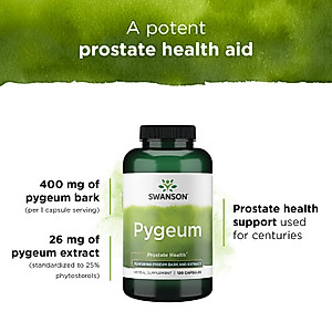 Swanson Pygeum - 120 Capsules, 400 mg Each - Herbal Supplement for Male Prostate Health, Bladder, and Urinary Tract Support (3 Pack)