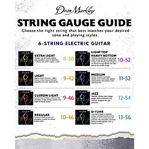 Dean Markley Electric Guitar Strings Nickel Steel Signature 6 String Set. Nickel Wound Guitar Strings Light Top/Heavy Bottom, Soft Electric Guitar Strings for a Superior Tone and Sustainability, 10-52, 2504 Light Top/Heavy Bottom Gauge