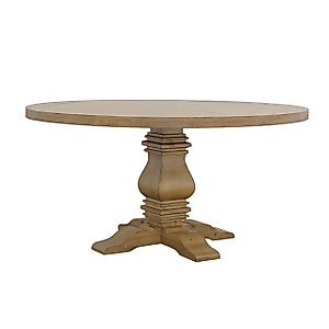 Benjara BM302408 60 in. Som Cross Pedestal Base & Rustic Smoke Brown Round Dining Table Gray