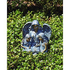 Roman - Angel with Two Children Statue, 15.5" H, Garden Collection, Resin and Stone, Decorative, Gift, Home Outdoor and Indoor Decor, Durable, Long Lasting