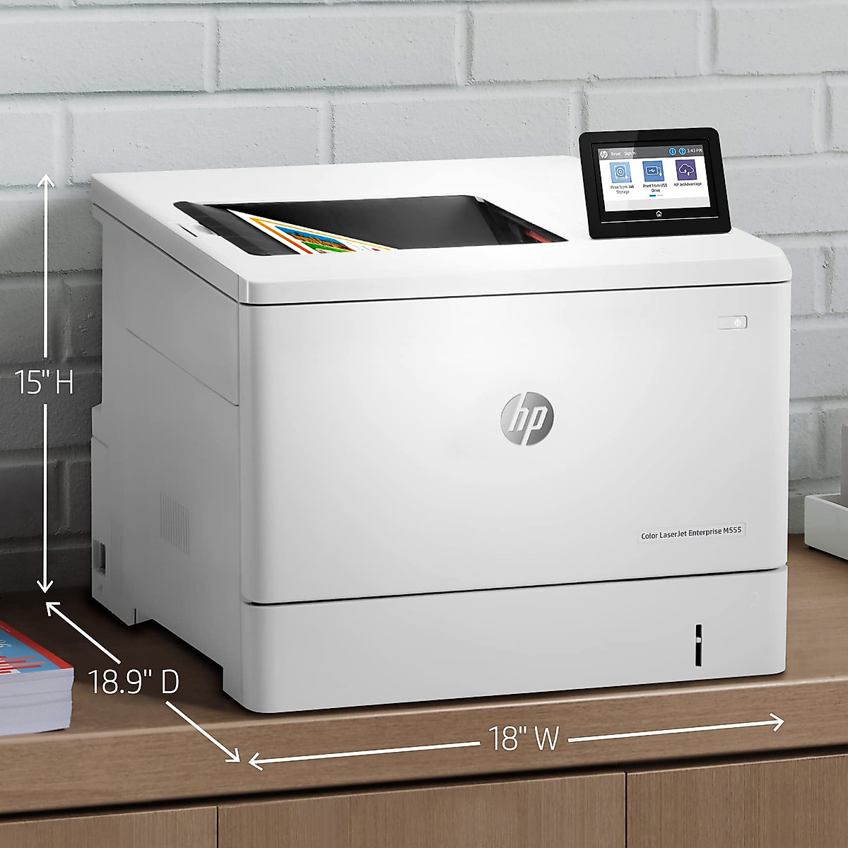 HP Color Laserjet Enterprise M555dn Print only Wired Laser Printer, 4.3" Touchscreen LCD Display, 40 ppm, 600 x 600 dpi, 1 GB Memory, Auto Duplex Printing, Ethernet, USB, Cbmou Printer Cable