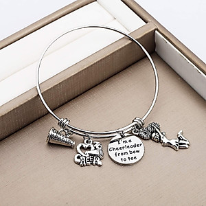 Cheer Jewelry Cheerleader Keychain I'm A Cheerleader From Bow to Toe Gifts For Cheerleader And Cheer Coaches (Cheerleader bracelet)