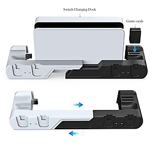 ZNKG Switch Controller Charging Dock Station Compatible with Nintendo Switch & OLED Model with 4 Joy-con Charging Slots, Joy Con Charger Stand Station for Nintendo Switch with 2 Game Card Slots Dobe