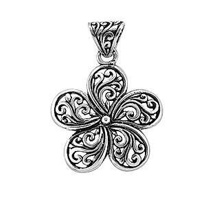 Shop LC 925 Sterling Silver Flower Pendant - Floral Filigree Pendant Necklaces For Women Costume Jewelry for Women Birthday Gifts for Women