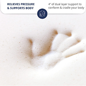 ViscoSoft 4 Inch Active Cooling Memory Foam Mattress Topper Queen - Made in USA Select Copper-Infused Black Mattress Pad