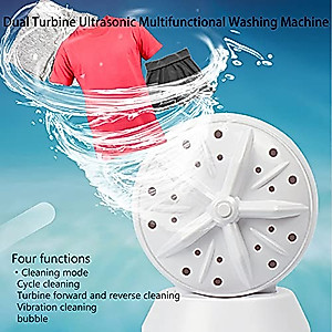 YEmirth Ultrasonic Washing Machine, Double Power Version, 2023 Upgraded Portable Twin Turbo Washer, Portable Washing Machine with USB and Speed Control for Travel Business Trip or College