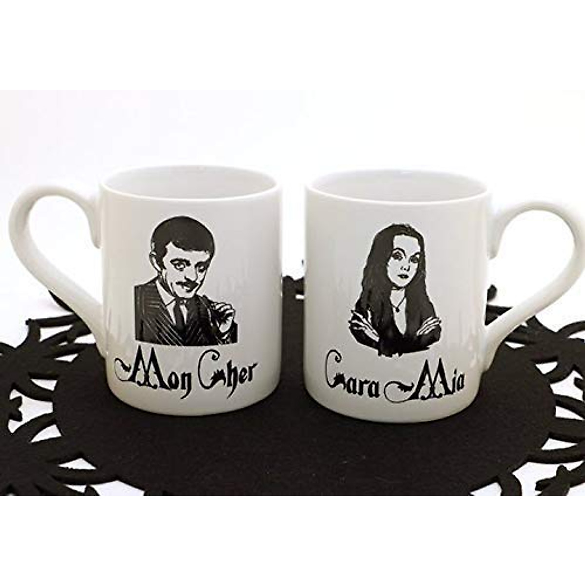 Vintage Macabre Family Funny Handmade Ceramic Mug Set LennyMud by Lorrie Veasey