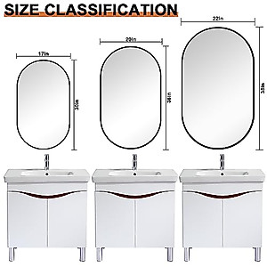 NUTTUTO 17''x30'' Black Oval Mirror, Oval Bathroom Mirror, Walll Mirror Oval, Wall Mirror for Bathroom, Livingroom, Vanity, Entryway, Hallway, Hang Vertical & Horizontal