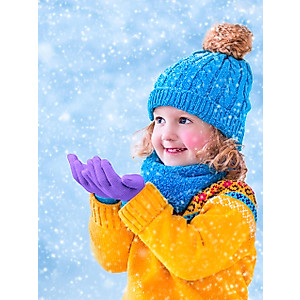 Cooraby 16 Pairs Winter Kids Warm Magic Gloves Full Fingers Stretchy Knitted Gloves for Boys or Girls