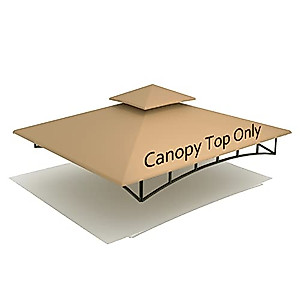 Grill Gazebo Replacement Top Tumjay BBQ Canopy 5' X 8' Gazebo Roof Outdoor Polyester Fabric Double Tired Grill Shelter Only Fit for Model L-GG001PST-F (Khaki)