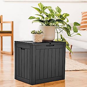 YITAHOME 30 Gallon Deck Box, Outdoor Storage Box for Patio Furniture, Pool Accessories, Cushions, Garden Tools and Outdoor, Waterproof Resin with Lockable Lid and Side Handles (Black)