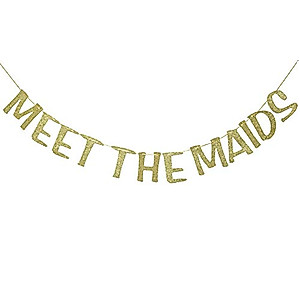 Meet the Maids Banner Sign Garland for Bridal Shower Party Decor Team Bride Bachelorette Photo Prop Backdrop (Gold)