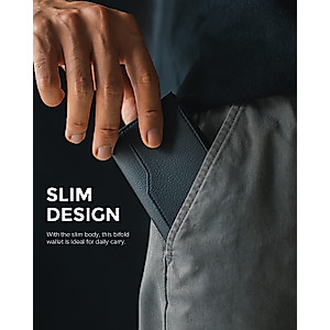 VULKIT Card Holder Wallet for Mens with ID Windows RFID Blocking Pop Up Wallet Slim Leather Wallet Holds Up to 12 Cards Men's Card Case, Black