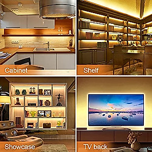 Under Cabinet Lights LED Strip Lighting for Kitchen 13ft Dimmable Under Counter Lighting with Remote Control and Adapter, Timing Warm White Strip Lights for Closet Bookshelf Bedroom - 2400LM, 3000K