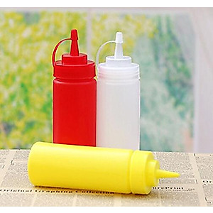 erioctry 3PCS Plastic Squeeze Sauce Bottles Dispenser/Seasoning Container for Mustard Ketchup Oil Cream Honey and Salad Dressing