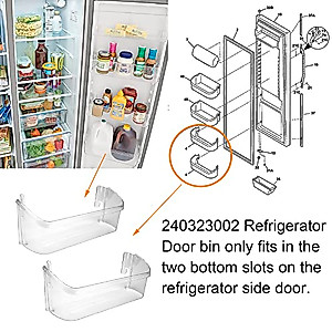 240323002 Refrigerator Door Bin Shelf Compatible with Frigidaire, Replacement Part AP2115742 PS429725 Clear Refrigerator Side Bottom Shelf (2 Pack)