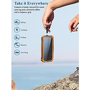 Ffnpua Solar Power Bank, Portable Charger 30000mAh PD 18W QC3.0 Fast Charging with USB Type C 4 Outputs Dual Inputs, Battery Pack with IP55 Waterproof Bright Flashlight for iPhone Android Cell Phones