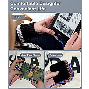 sweguard Micro USB Cable Right Angle [3-Pack,3.3ft+6.6ft+10ft] Android Charger Cable, Nylon Braided Micro Charger Cord for Samsung Galaxy S7 Edge S6 S2 J7 J5 J3 J3V J2,LG K10 V10,Moto E6 5 4,PS4-Blue