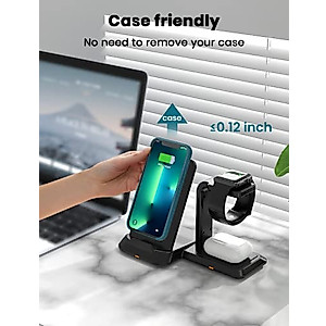 JoyGeek Wireless Charging Station, 3 in 1 Wireless Charger for Apple Devices, Wireless Charger Stand for iPhone 14/13/13 Pro/12/12 Pro/11 Series/XS Max/XR/XS/X, iWatch 7/6/5/4/3/2/SE, Airpods Pro/2
