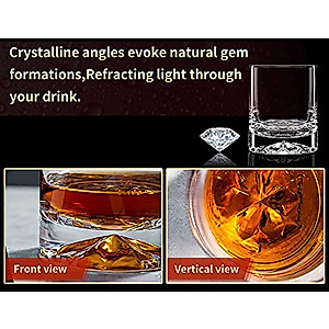 JBHO Hand Blown Crystal Double Old Fashioned Cocktail, Solid Whiskey Glasses, Rocks Glasses, Lowball Glasses - 12 Ounce - set of 2 - Perfect Size for Oversized Ice Cubes