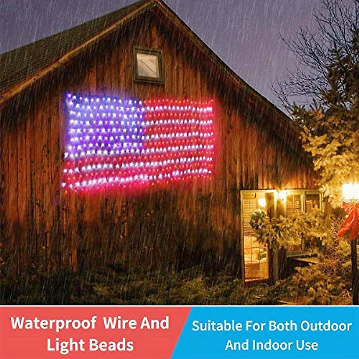 American Flag Lights Outdoor Solar Powered,420 Super Bright LEDs,6.5ft x 3.28ft,Memorial Day Decorations of The United States for Independence/National/Memorial Day,July 4th,Christmas Decoration