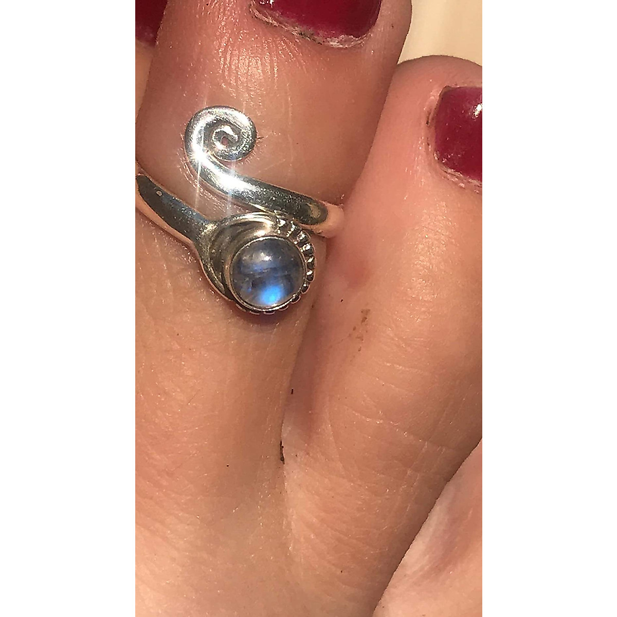 Labradorite Stone Toe Ring 925 Sterling Silver Ring Feet Body Jewellery Handame Toe Ring Gemstone Adjustable Toering For Girls Women Gift Jewellery Labradorite Stone Ring Midi Ring