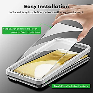 JETech Screen Protector for Samsung Galaxy S22 5G with Camera Lens Protector, Easy Installation Tool, Tempered Glass Film, Fingerprint ID Compatible, 2-Pack Each
