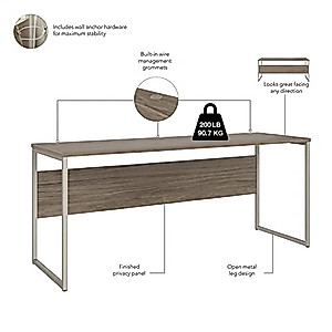 Bush Business Furniture Hybrid Computer Table Desk with Metal Legs, 72W x 24D, Modern Hickory