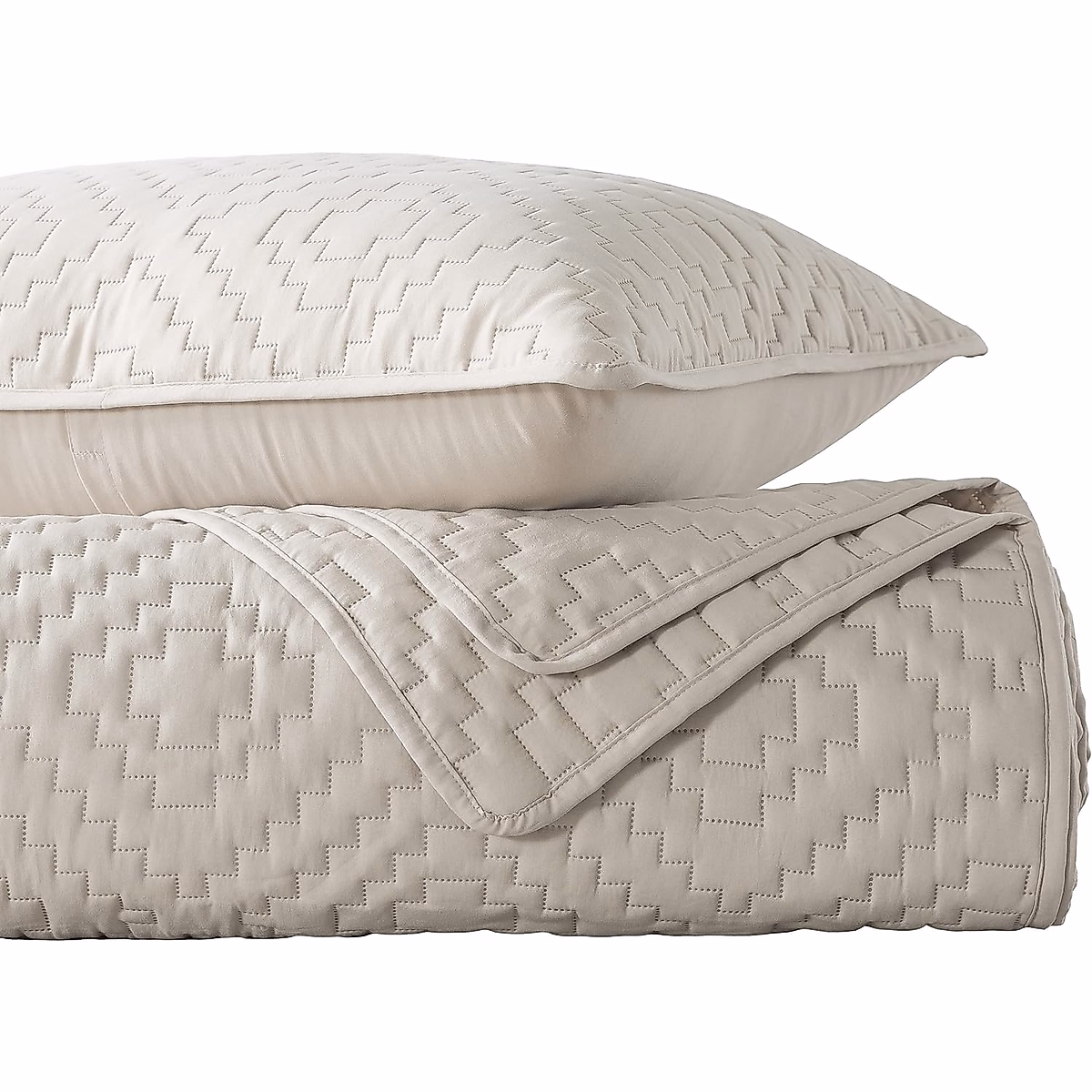 R.SHARE Oversized California King Size Quilt Bedding Sets with Pillow Shams, Beige Cal King Lightweight Soft Bedspread Coverlet for All Season, 118x106 inches