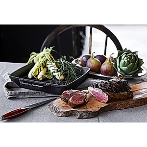 Staub 40511-729 Grill & Frying Pan Pure Grill Pan, Square, Gray, 9.1 inches (23 cm), Double Handed, Cast Iron, Enamel, Induction Compatible