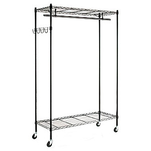 Omega 14" Deep x 42" Wide x 60" High 2 Tier Black Mobile Garment Rack