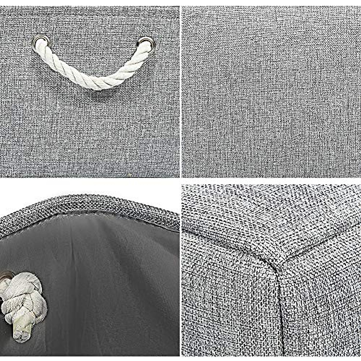 CREADARD Fabric Storage Basket, Foldable Linen Storage Box for Nursery and Home, Collapsible Canvas Shelf Basket for Wardrobe or Bedroom, Grey