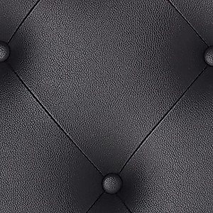 Baxton Studio Myra Modern and Contemporary Queen Size Black Faux Leather Upholstered Button-Tufted Scalloped Headboard