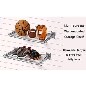 Baoz 2pcs Wall Shelf Kit Garage Storage Rack Heavy Duty Metal Carbon Steel Floating Shelf Mounted Ventilated Shelves for Slatwall(12x24in)