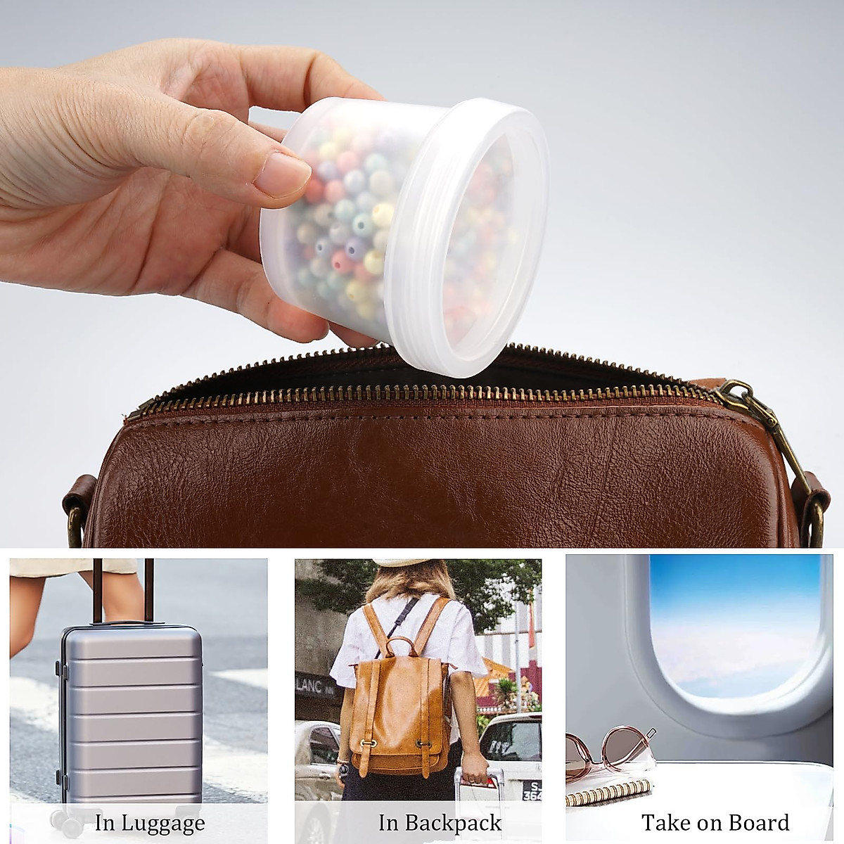 Cosywell Plastic Cream Jars 3.4oz/100ml Travel Containers for Toiletries Empty Cosmetic Pot Jars 4 Pieces Refillable TSA Approved Leak-proof Travel Size Accessories with Lids（Clear）