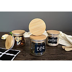 Oui Yogurt Jar Lids-8 Pack Oui Lids- Natural Bamboo Wood with Silicone Sealing Rings and Oui Yogurt Bottle Label,For 5 Oz Oui Yogurt Jars